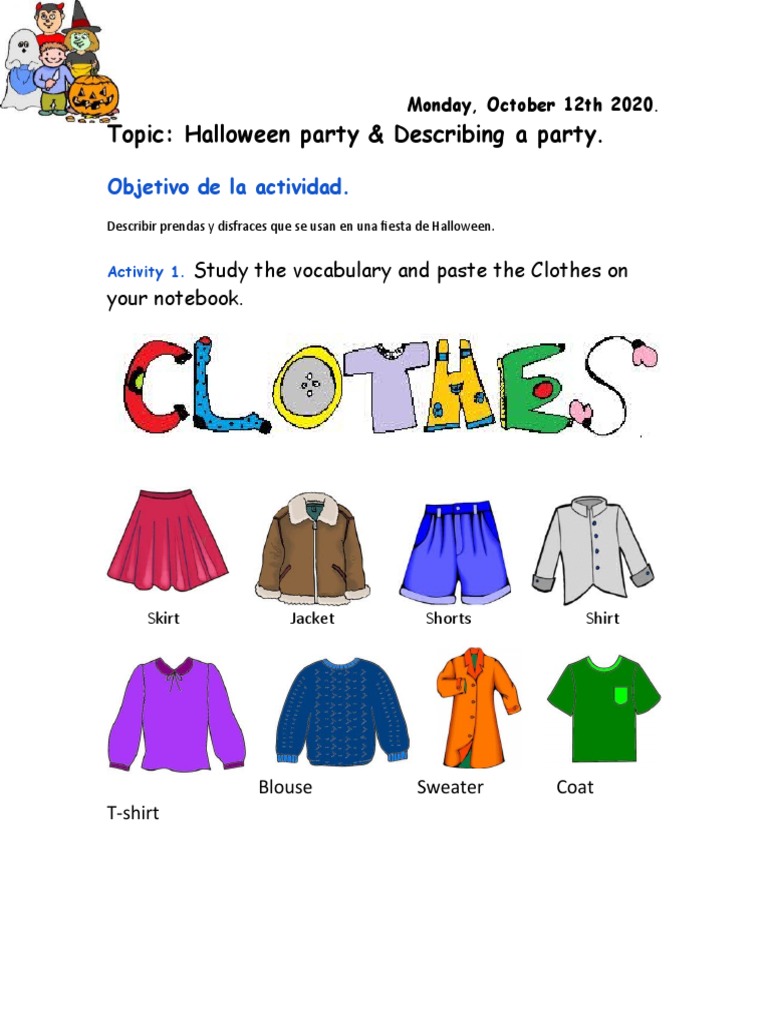 Halloween Party Costume Vocabulary Guide | PDF