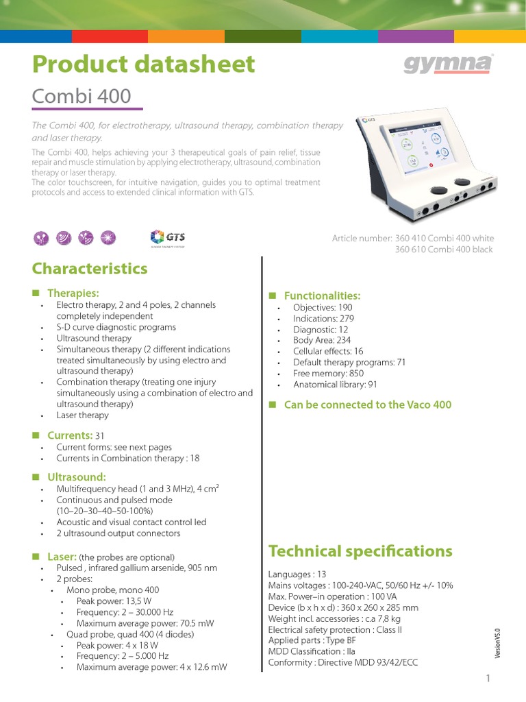 Datasheets Combi 400 LR 0 0 | PDF | Ultrasound | Touchscreen