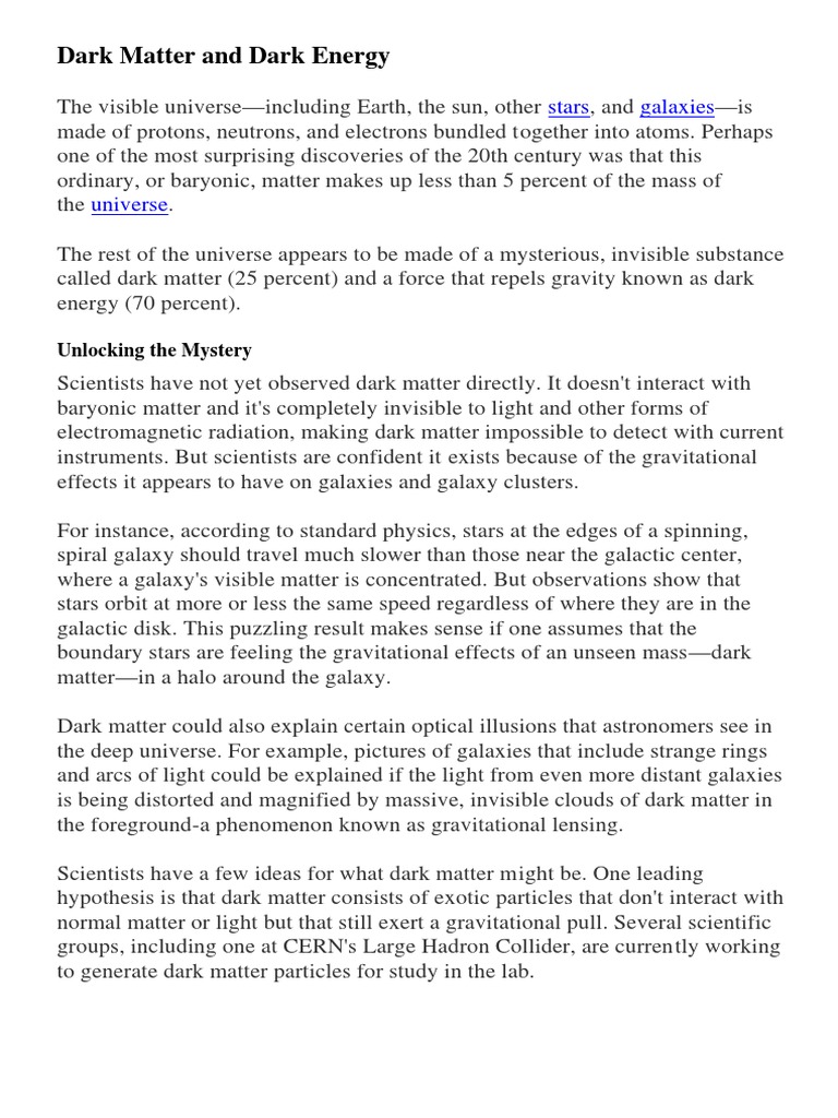 A Mix of Dark Matter and Energy | PDF | Dark Matter | Matter