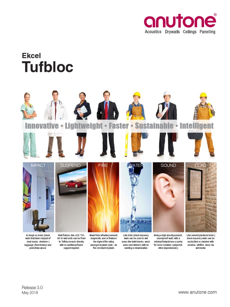 Anutone Ekcel Tufbloc HDFR Acoustics | PDF | Drywall | Brick