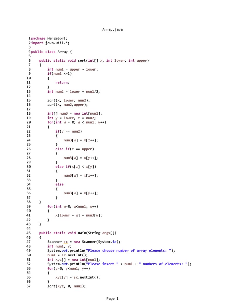 Java Merge Sort Implementation | PDF | Teaching Methods & Materials