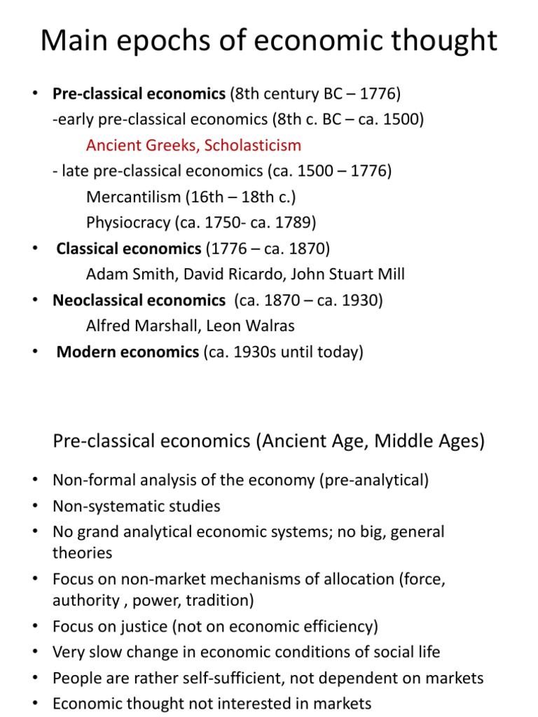 Main Epochs of Economic Thought: Ancient Greeks, Scholasticism | PDF ...