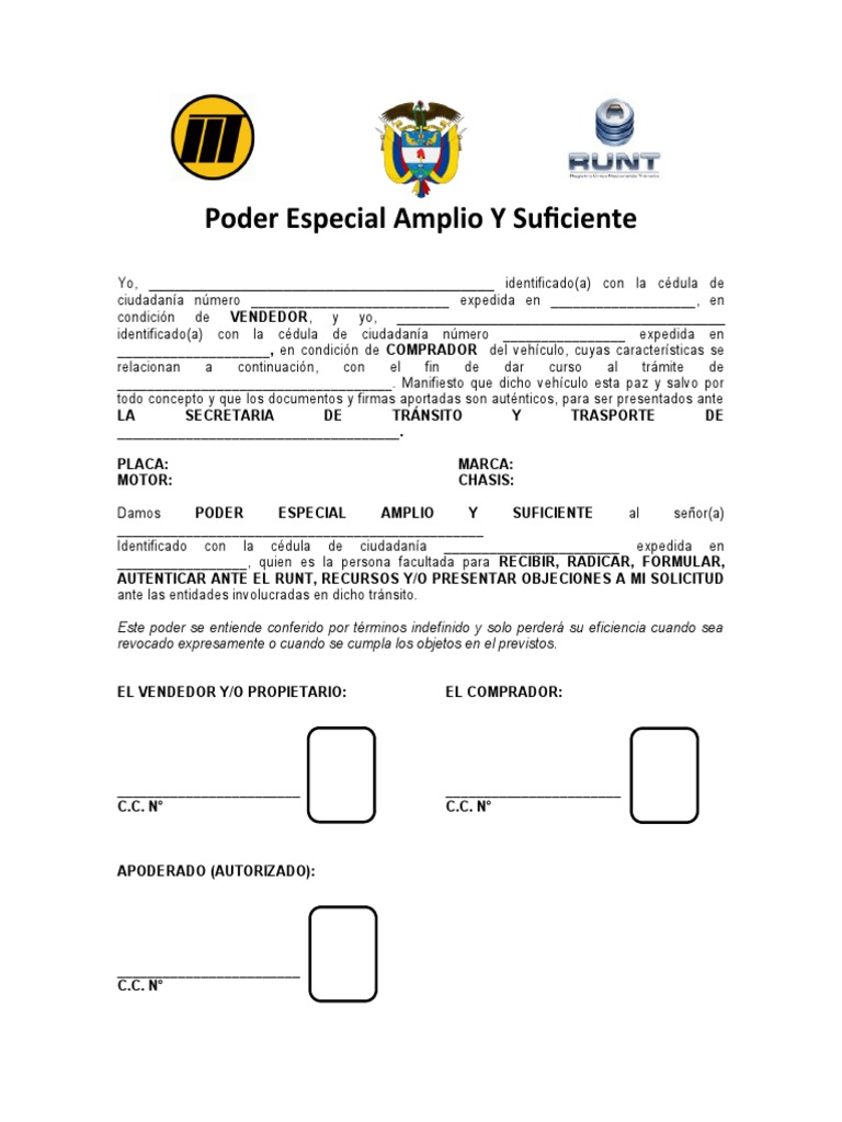 Poder Especial Amplio y Suficiente (Traspaso) | PDF