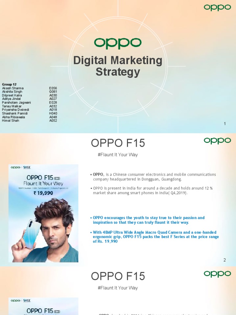 Digital Marketing - Oppo - Group 12 | PDF | Mobile Phones | You Tube