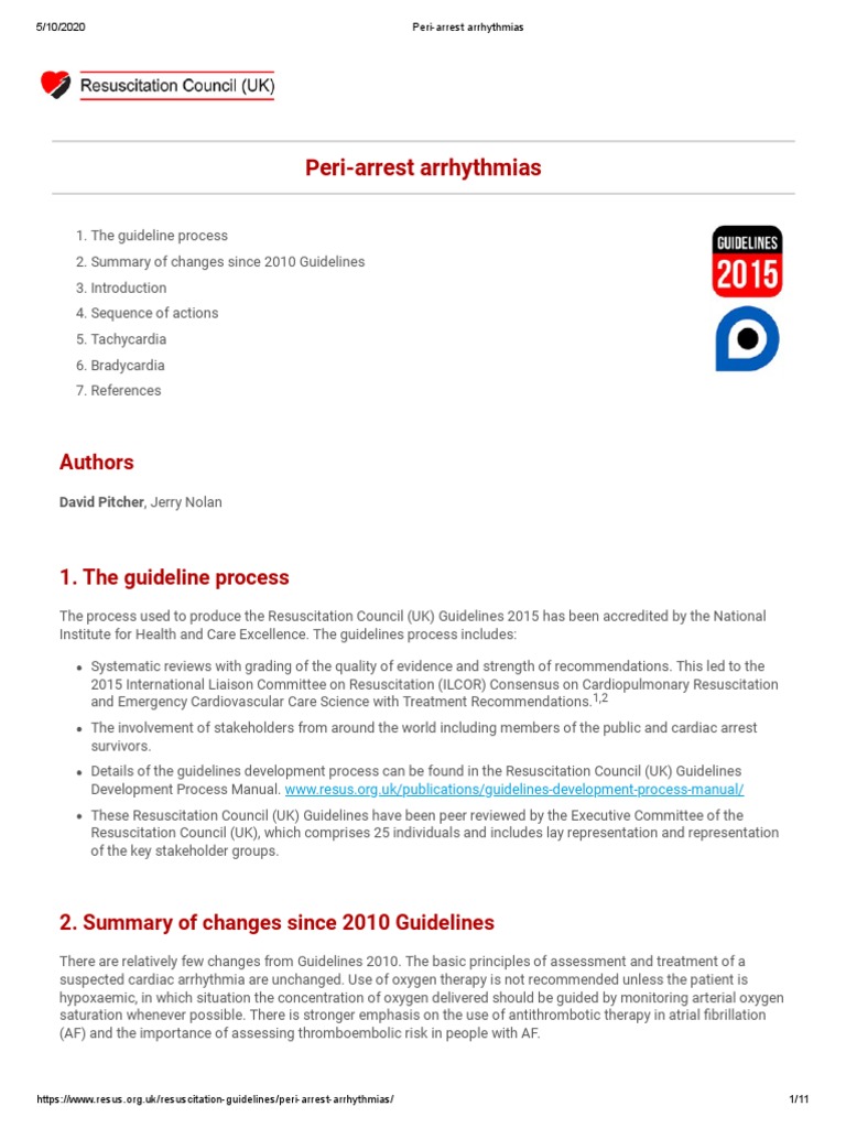 Peri-Arrest Arrhythmias: Authors | PDF | Cardiovascular System | Heart