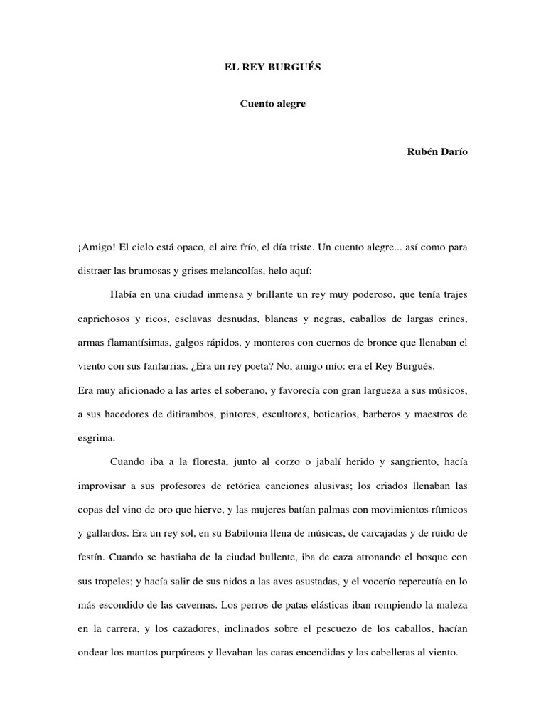Rubén Dario - El Rey Burgués | PDF