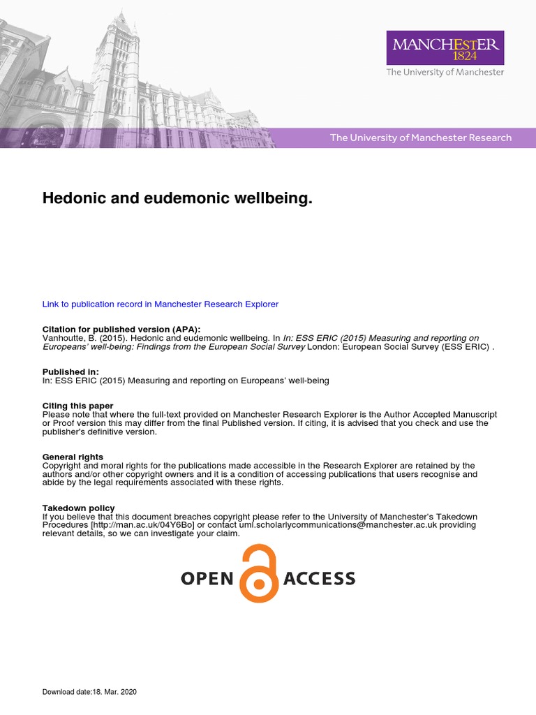 Hedonic and Eudemonic Wellbeing.: The University of Manchester Research ...
