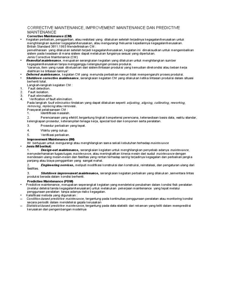 Corrective Maintenance | PDF