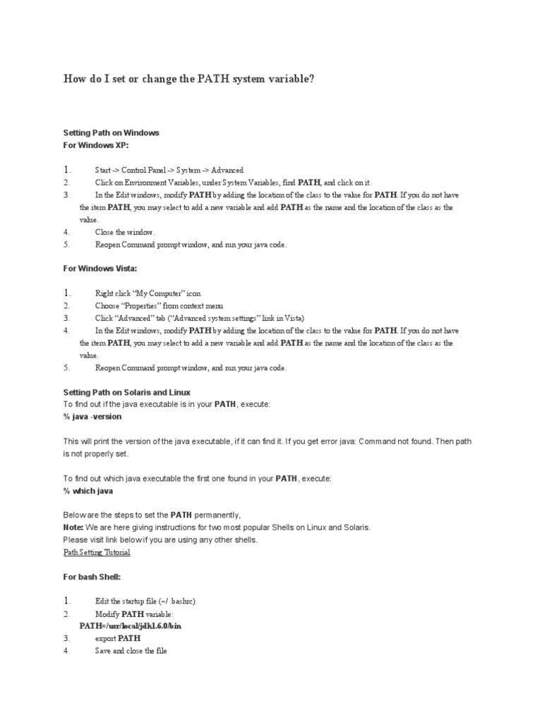 How to set PATH environment variable on Windows, Linux and Solaris ...