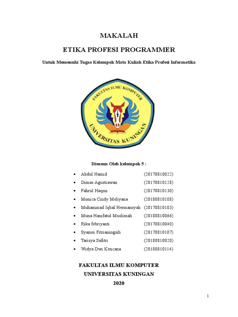 MAKALAH EPI KELOMPOK 5 Programmer (SFILE | PDF | Seni | Komputer