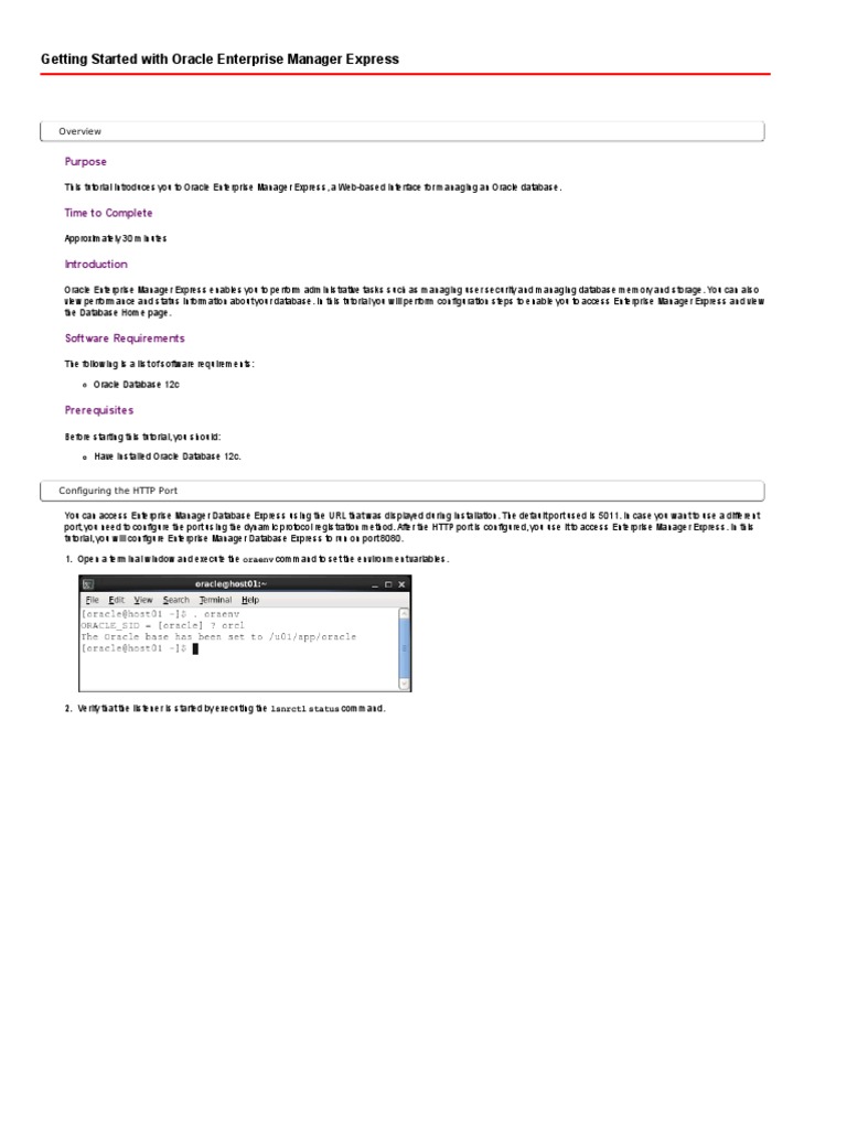 2-Getting Started With Oracle Enterprise Manager Express PDF | PDF | Databases | Hypertext ...