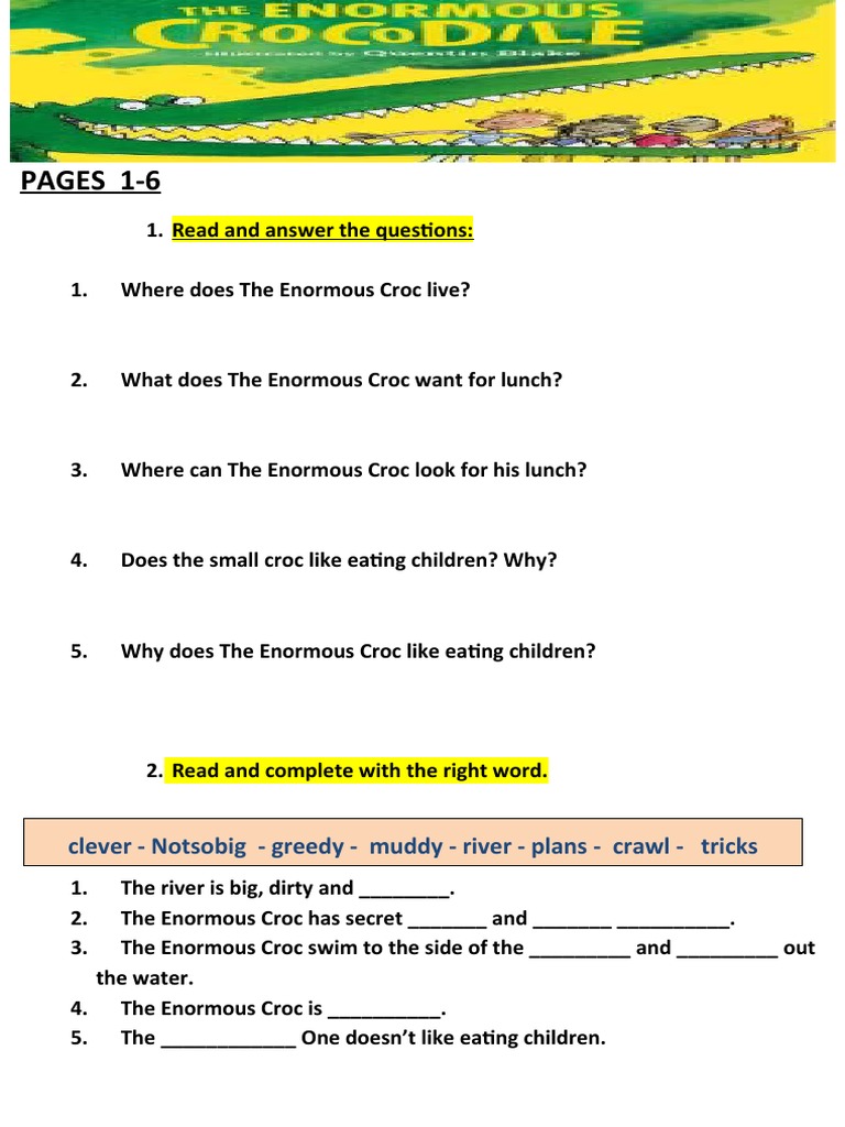 The Enormous Croc, Activities Part 1 | PDF