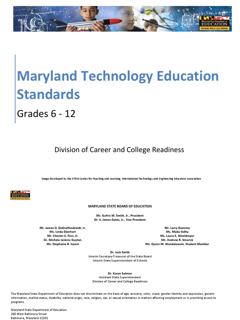 Maryland Technology Education Standards: Grades 6 - 12 | PDF | System ...