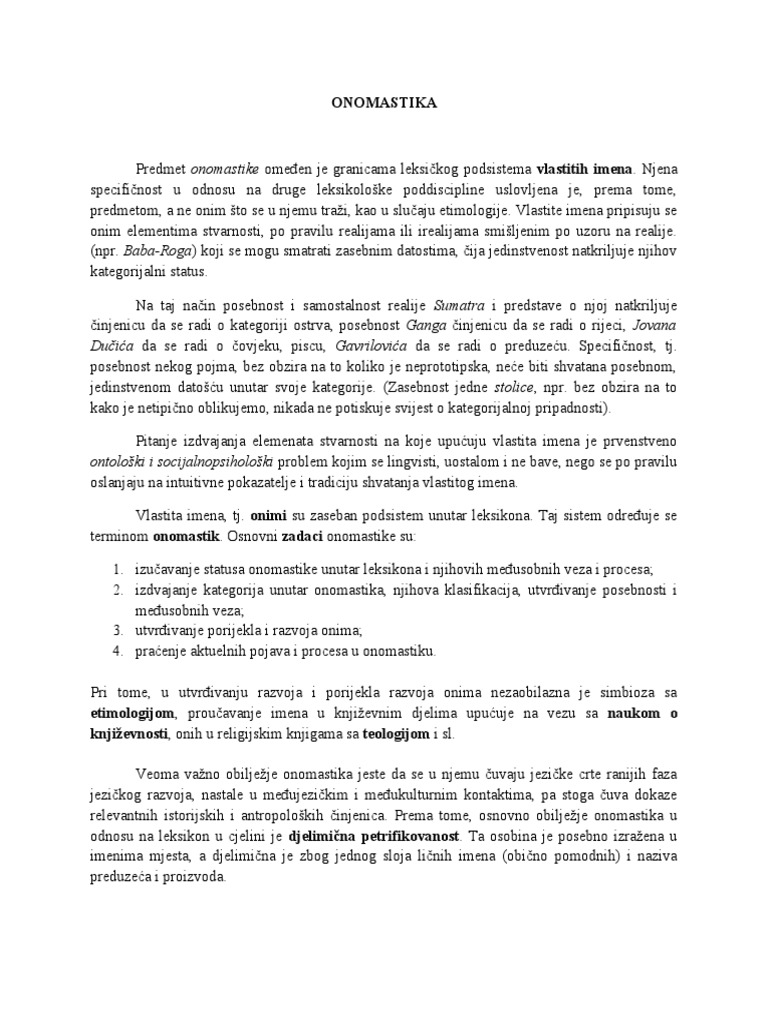 Onomastika I Terminologija | PDF