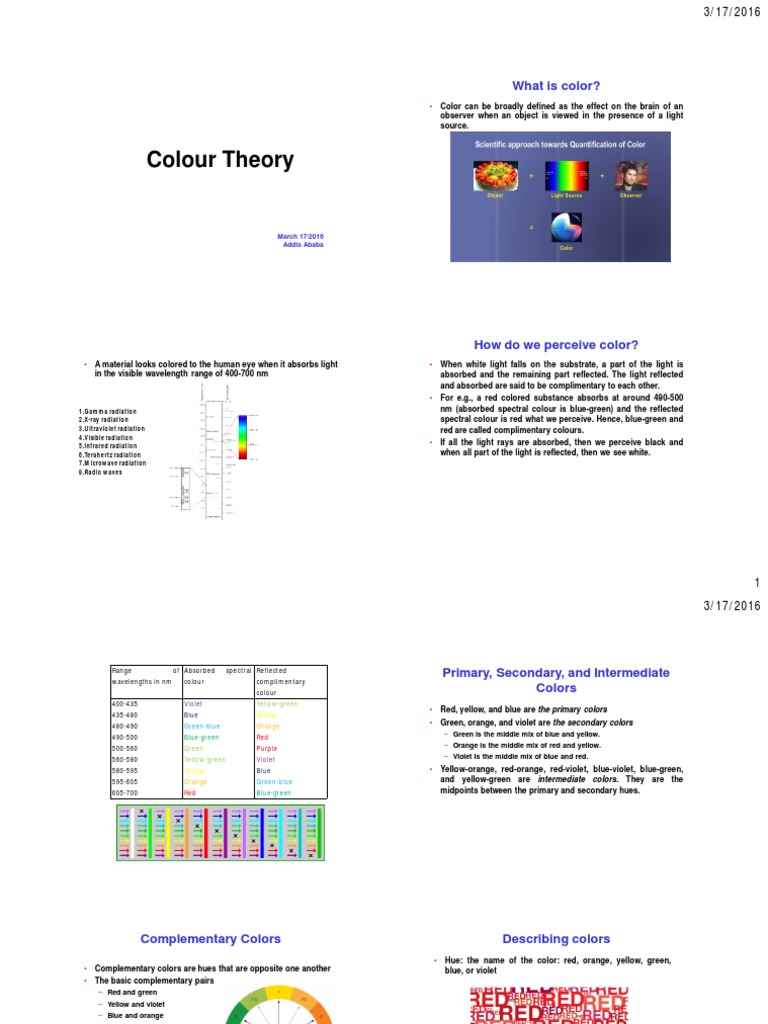 Color Theory PDF | PDF | Electromagnetic Spectrum | Chromophore