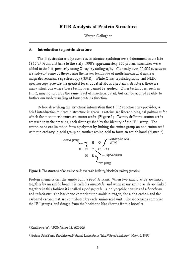 FTIR Analysis of Protein Structure | PDF | Biomolecular Structure ...