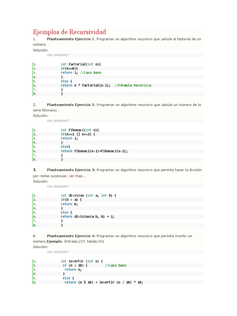 Ejemplos de Recursividad | PDF | Algoritmos | Multiplicación