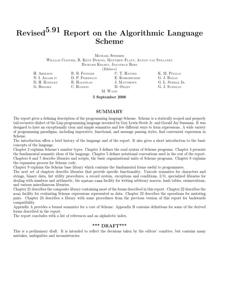 Revised Report On The Algorithmic Language Scheme 5.91 | PDF Revised Report On The Algorithmic Language Scheme 5.91 | PDF