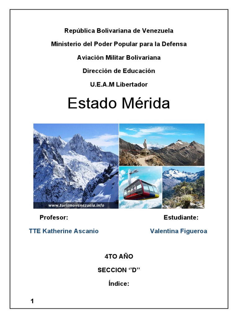 Límites y Economía del Estado Mérida | PDF | Andes | lago