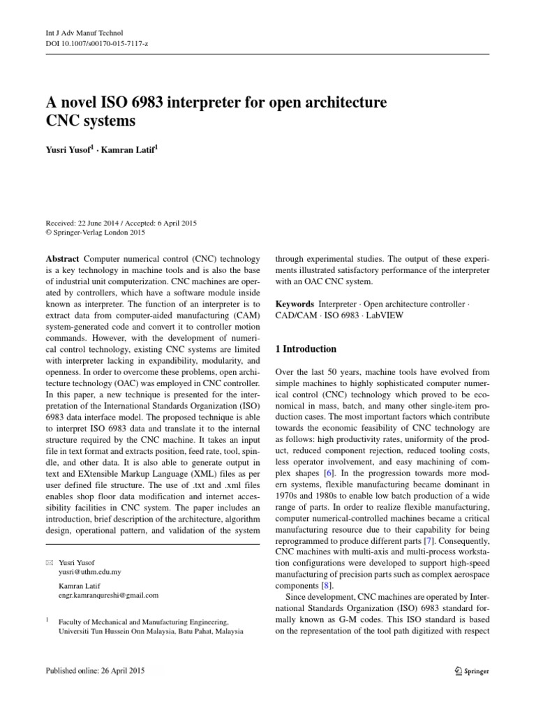 A Novel ISO 6983 Interpreter For Open Architecture CNC Systems | PDF ...