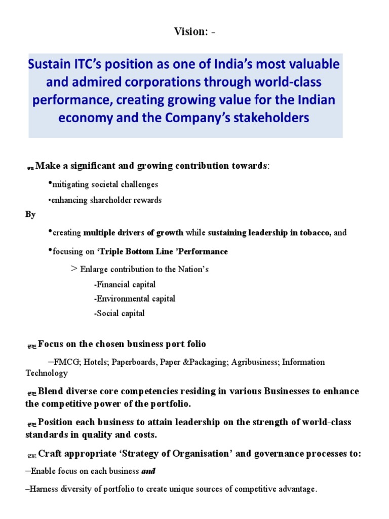 Itc Mission and Vision | PDF