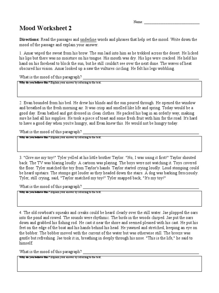Mood Worksheet 02 | PDF