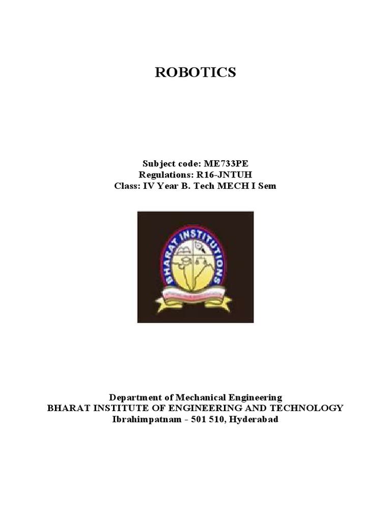 Robotics Fundamentals | PDF | Rotation | Actuator