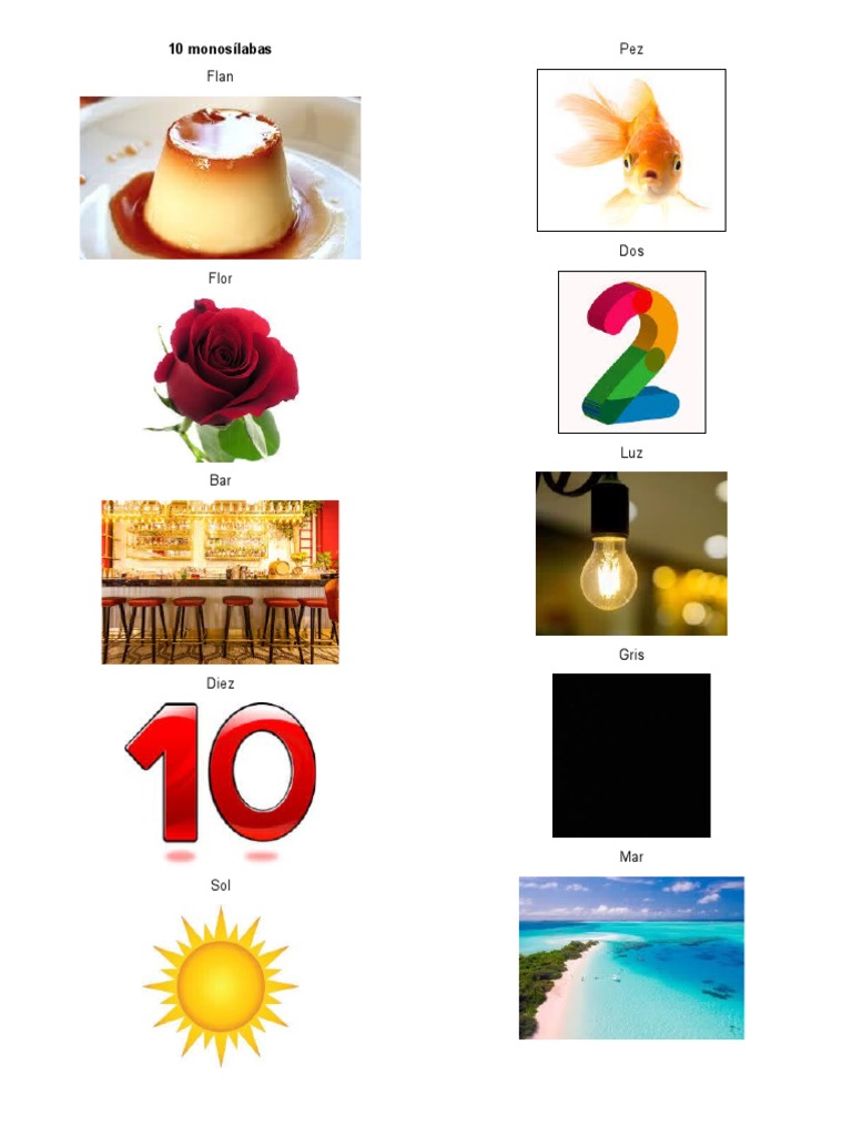 Monosílabas, Bisilabas y Trisilabas | PDF