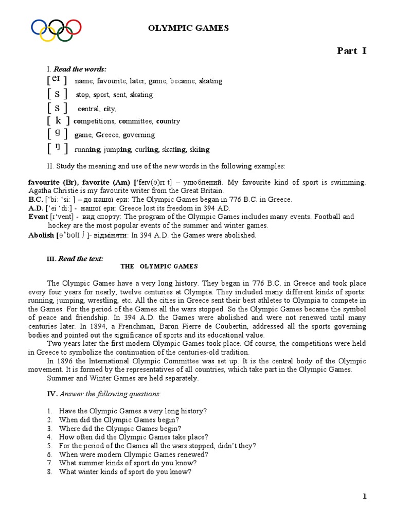 Olympic Games | PDF | Olympic Games | Sports