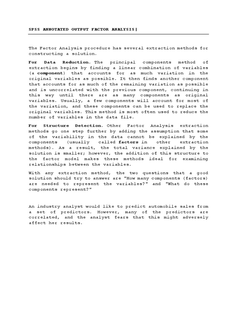 SPSS Annotated Output Factor Analysis | PDF | Factor Analysis | Correlation And Dependence