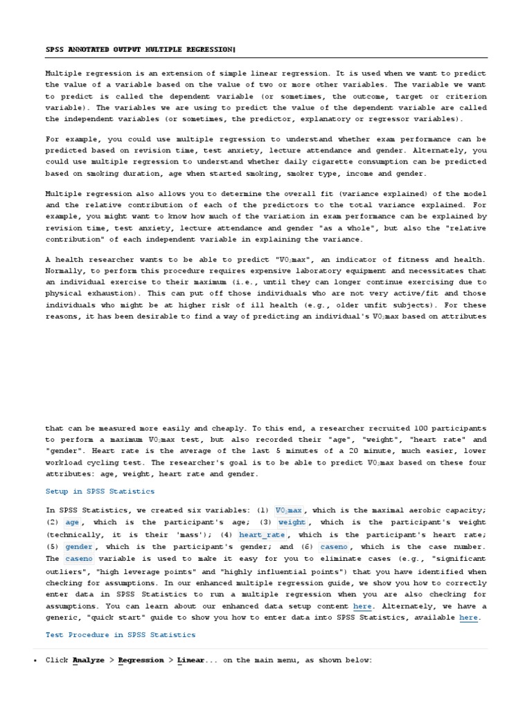 SPSS ANNOTATED OUTPUT Multiple Regression | PDF | Coefficient Of Determination | Dependent And ...
