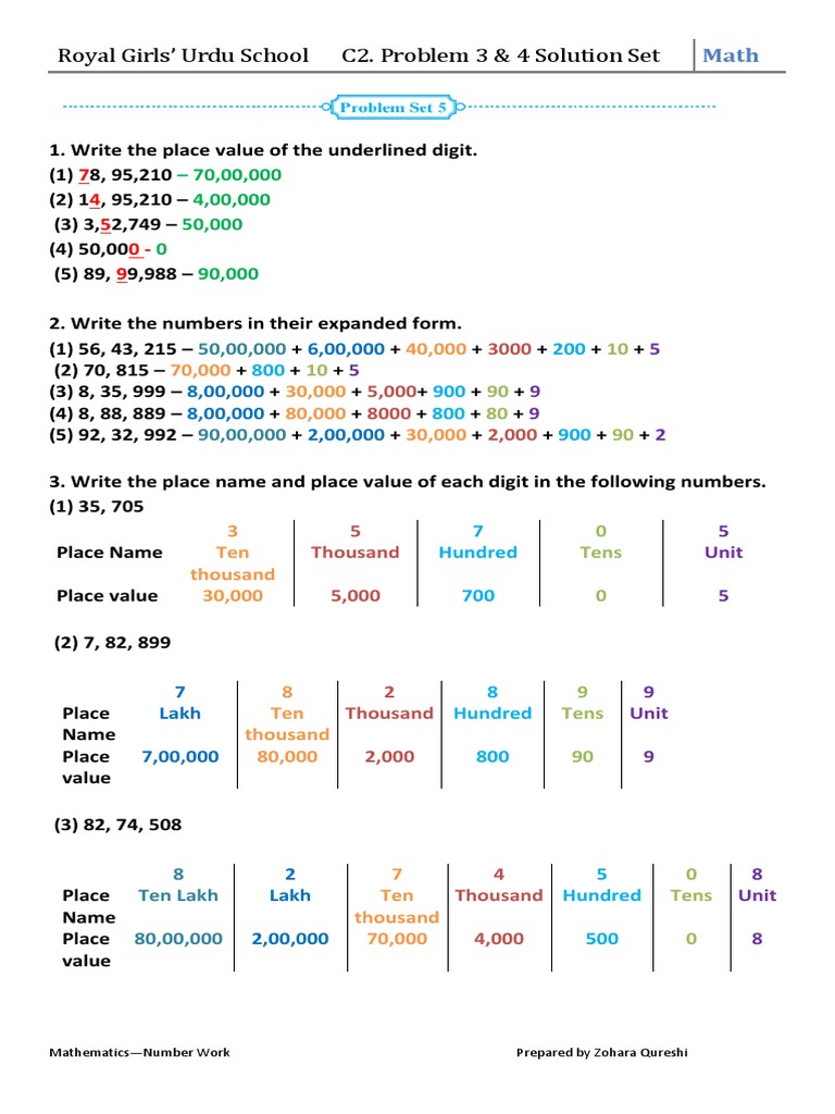 STD 5 Math C2 Number Work Problem Set 5 & 6 Solution Set | Download ...