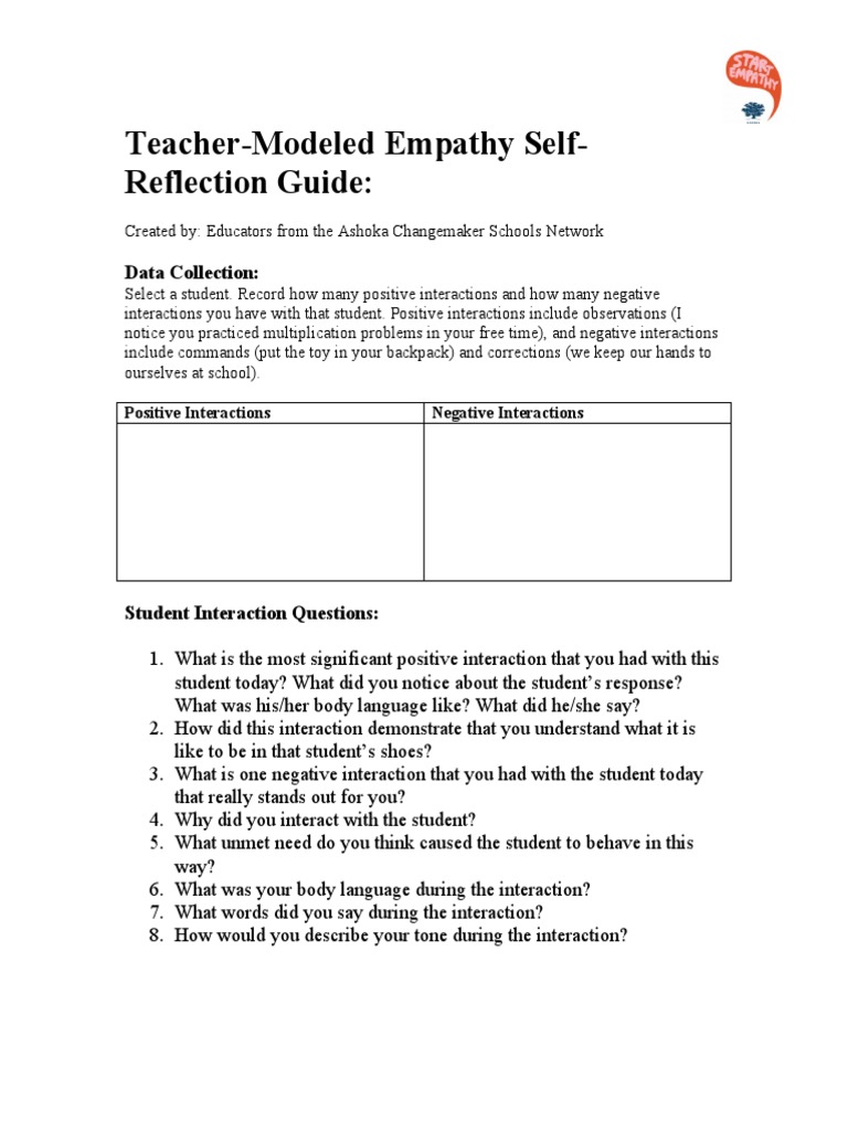 Teacher Empathy Reflection Guide | PDF | Career & Growth | Wellness