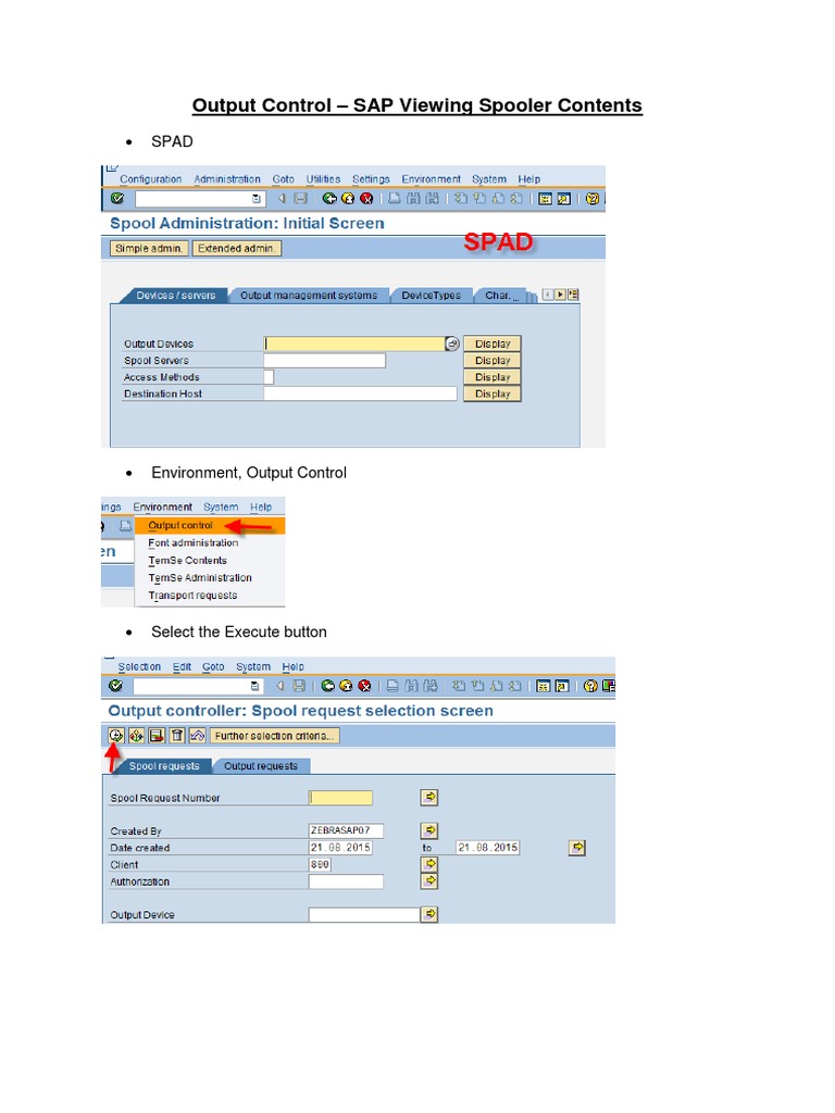 Output Control - SAP Viewing Spooler Contents | PDF
