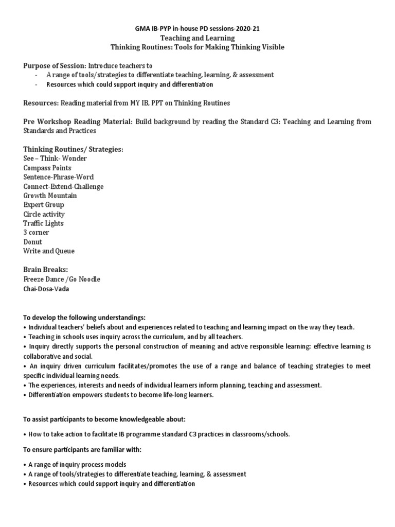 Teaching and Learning - PD Plan | PDF