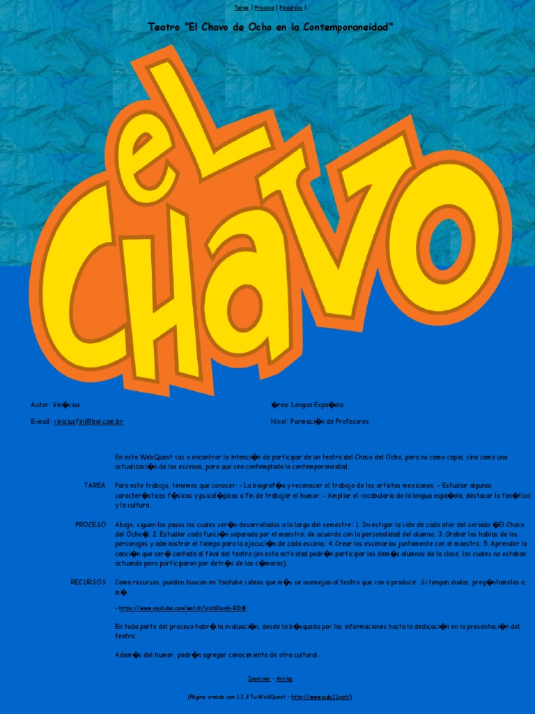 Teatro - El Chavo de Ocho en La Contemporaneidad - PDF | PDF