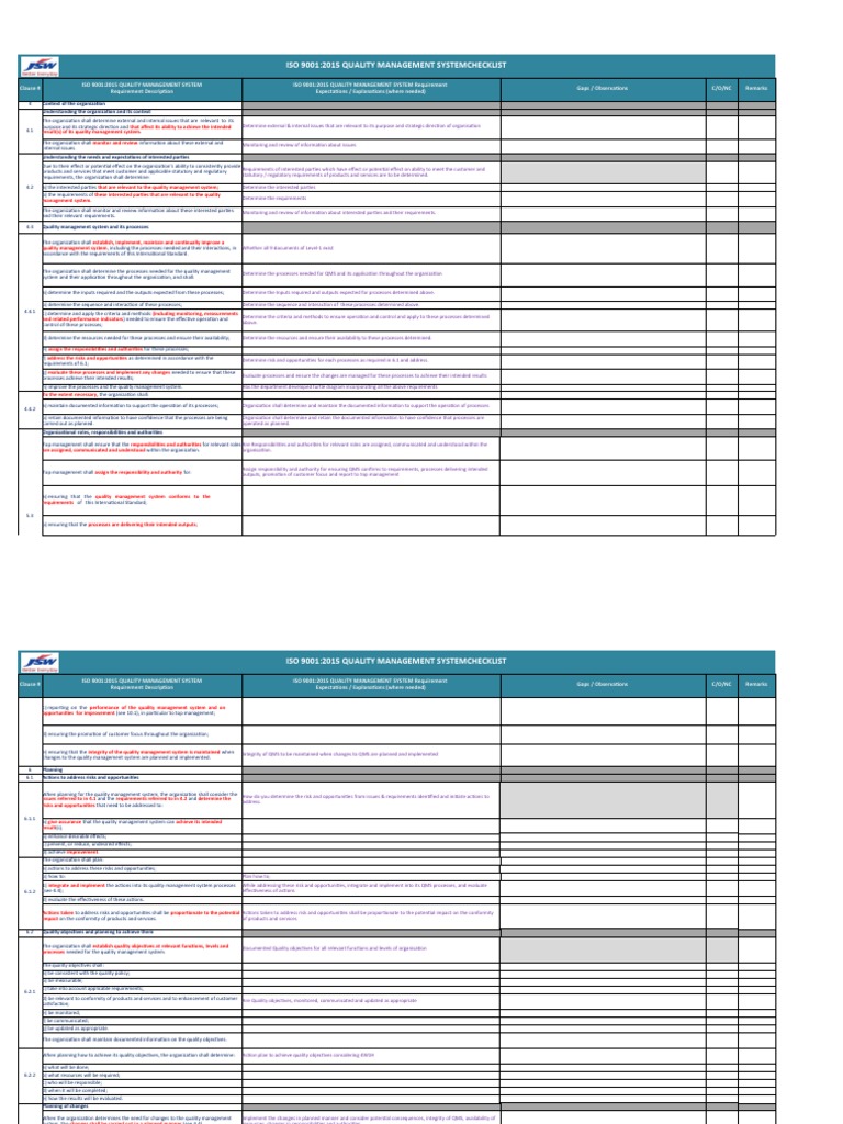 Audit Check List | PDF | Quality Management | Quality Management System