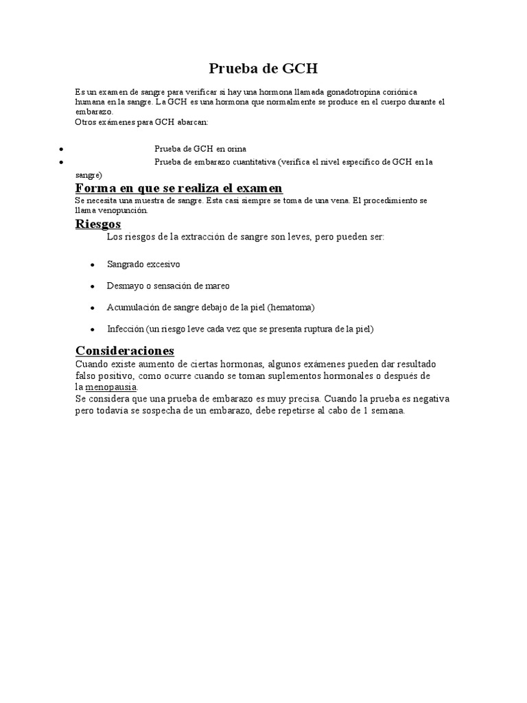 Prueba de GCH | PDF