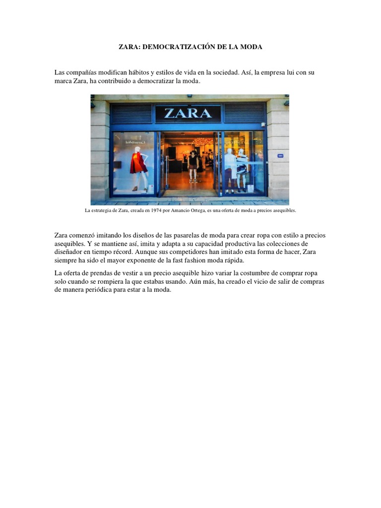 Zara - Democratización de La Moda | PDF