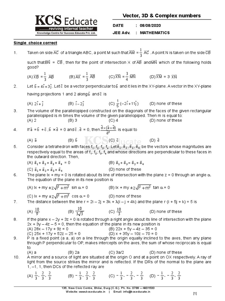 JEE Advanced Assign - Maths123 | PDF | Ellipse | Circle