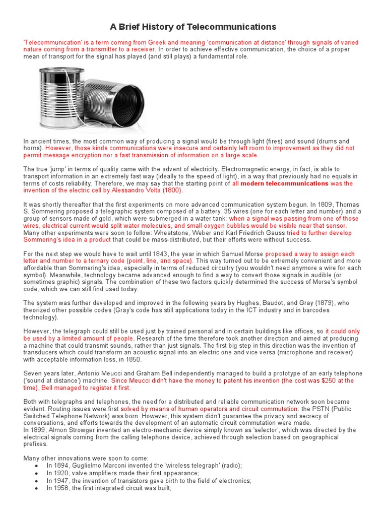 Timeline of Telecommunications History | PDF | Packet Switching ...