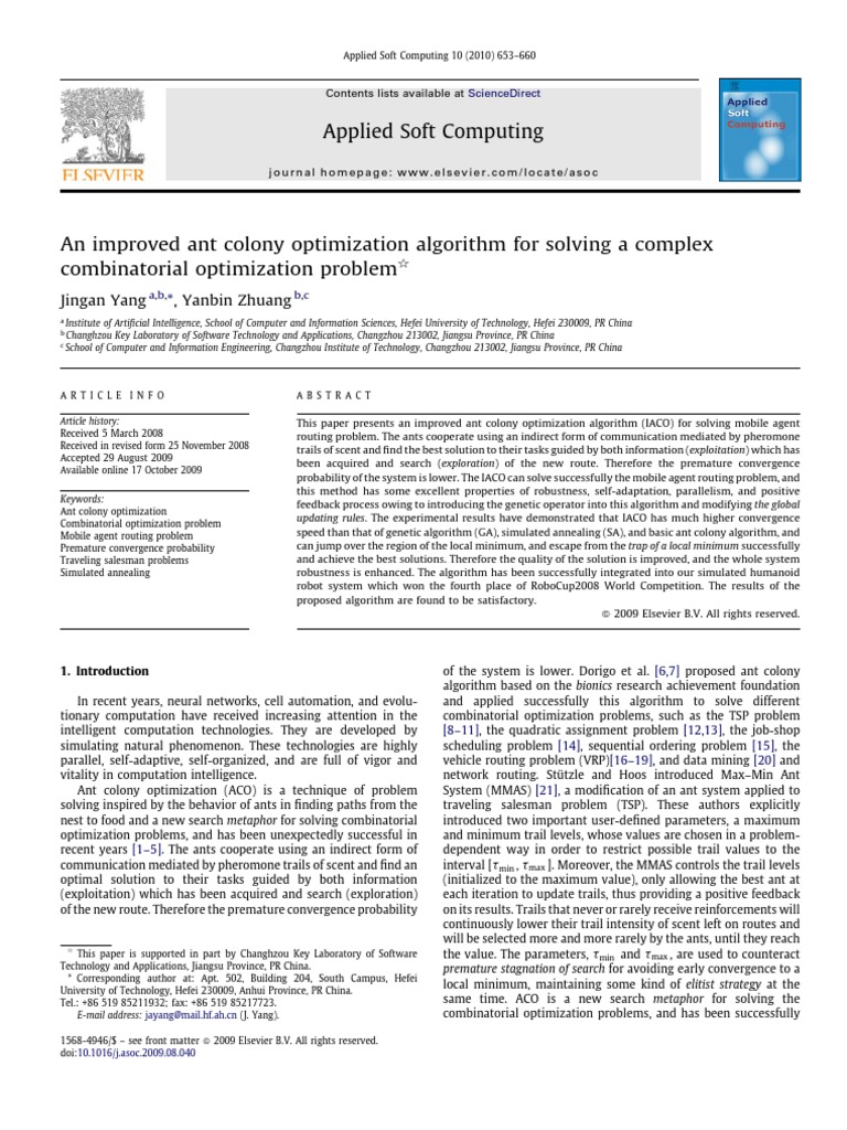 An Improved Ant Colony Optimization Algorithm For Solving A Complex Combinatorial Optimization