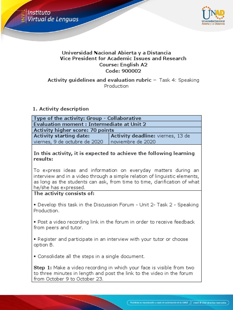 Activity Guide and Evaluation Rubric - Unit 2 - Task 4 - Oral ...