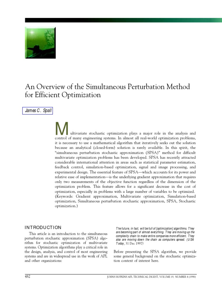 An Overview Of The Simultaneous Perturbation Method For Efficient