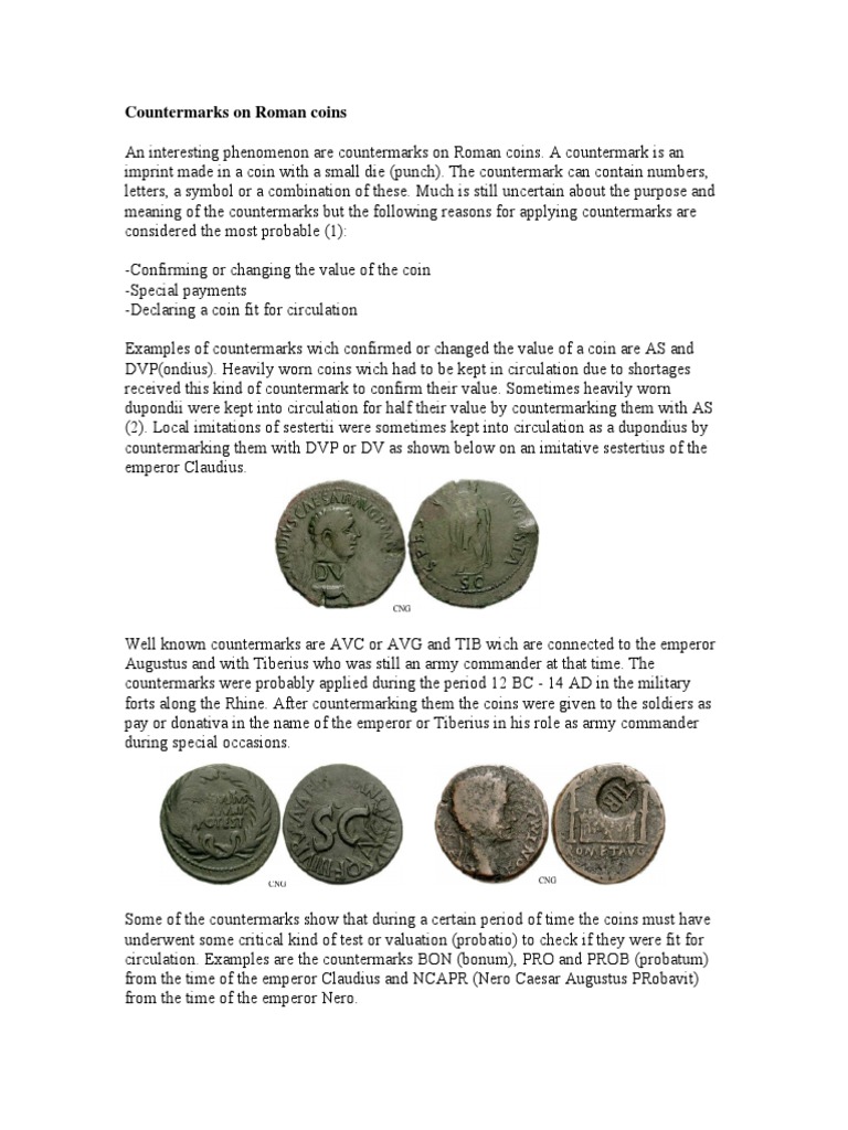 Countermarks On Roman Coins PDF | PDF | Claudius | Augustus