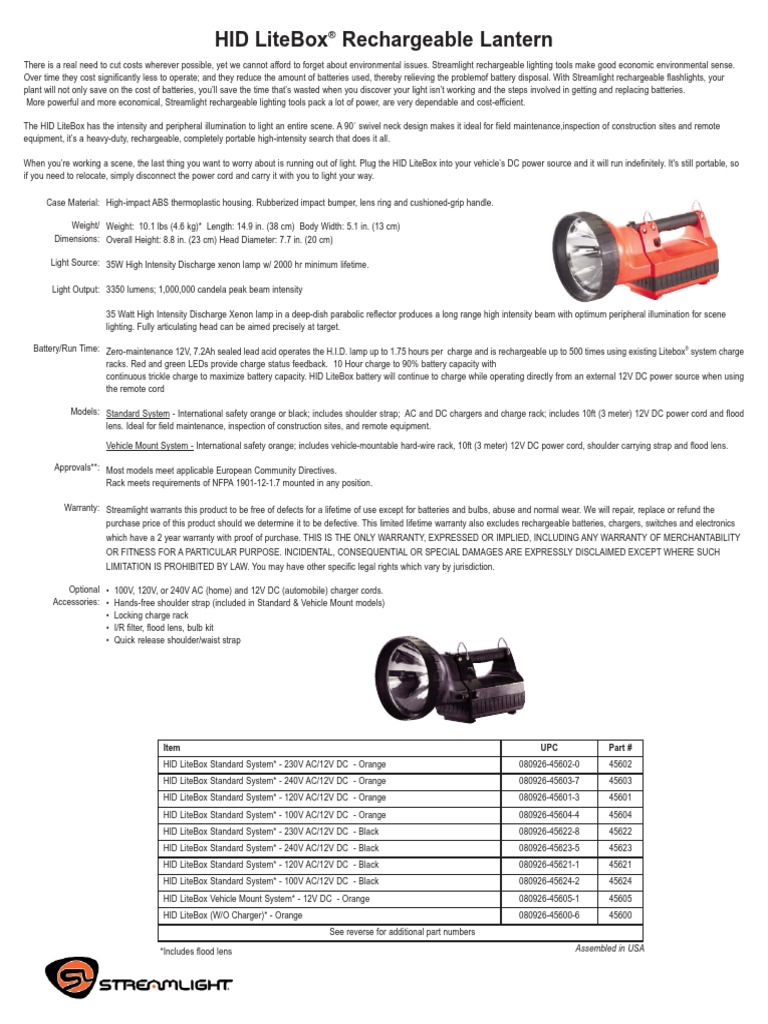 HD LITEBOX-halogena | PDF | Rechargeable Battery | Battery Charger