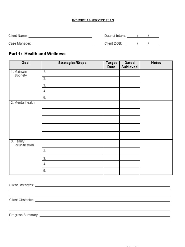 Individual Service Plan - v2 - SEPT 2010 | PDF | Finance & Money Management