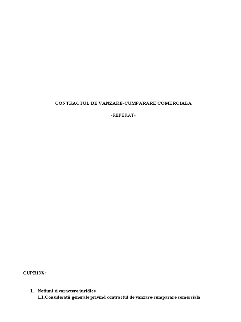 Contractul de Vanzare Cumparare Comerciala | PDF