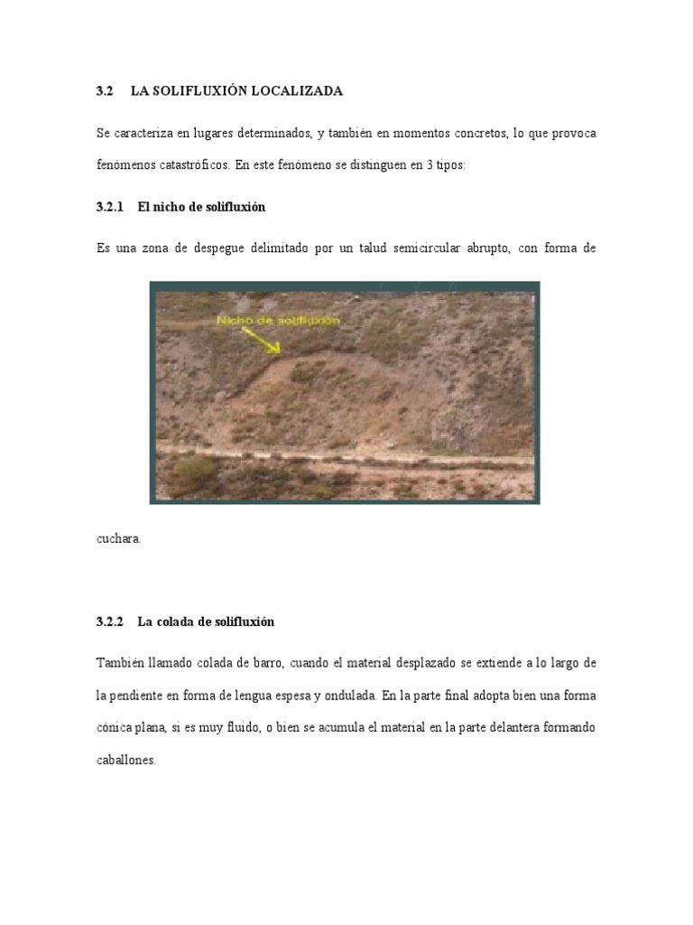 Tipos de Solifluxión Localizada | PDF | Ciencia y matemáticas