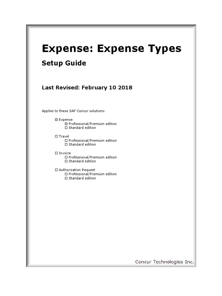 Expense: Expense Types: Setup Guide | PDF | Car Rental | Expense